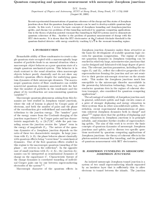 (PDF) Quantum computing and quantum measurement with mesoscopic ...