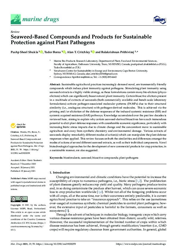 (PDF) Seaweed-Based Compounds and Products for Sustainable Protection ...
