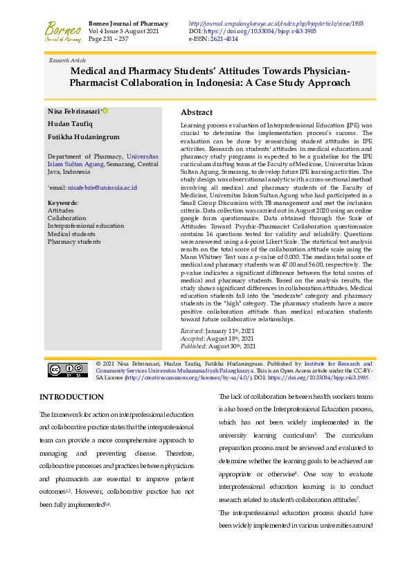 (PDF) Medical and Pharmacy Students’ Attitudes Towards Physician ...