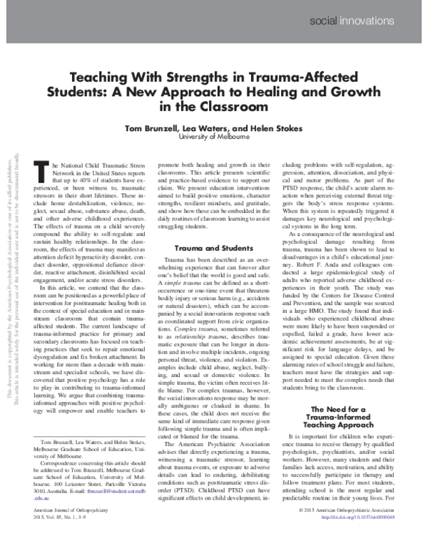 (PDF) Teaching with strengths in trauma-affected students: A new ...