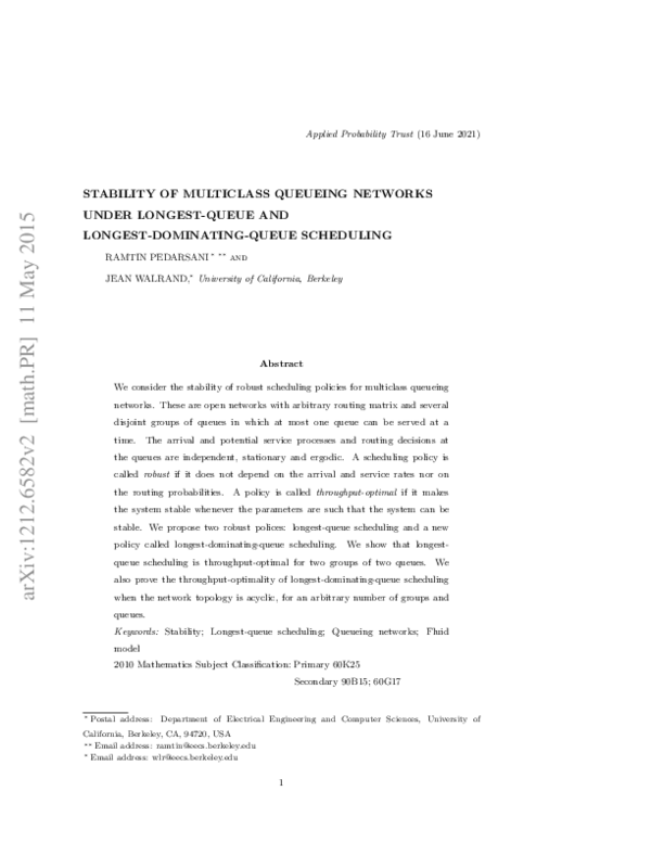 (PDF) Stability of Lu-Kumar Networks under Longest-Queue andLongest-Dominating-Queue Scheduling