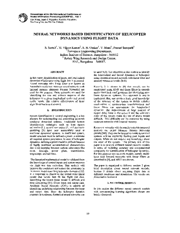 (PDF) Neural networks based identification of helicopter dynamics using flight data