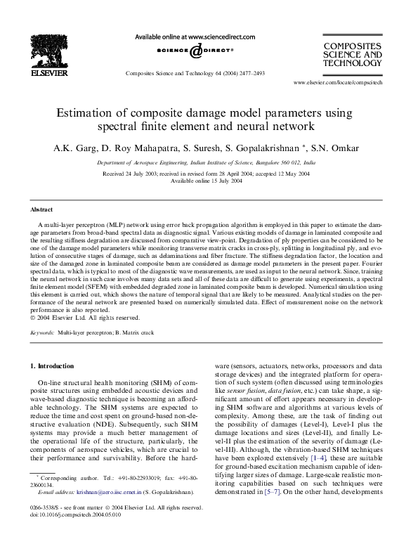 (PDF) Estimation of composite damage model parameters using spectral ...