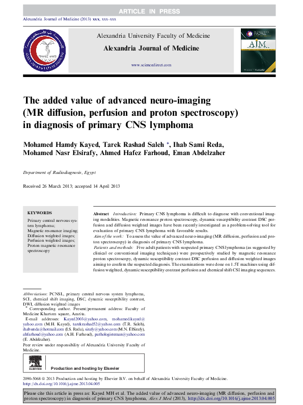 (PDF) The added value of advanced neuro-imaging (MR diffusion ...