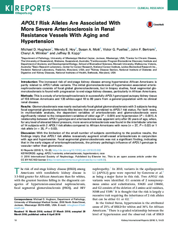 (PDF) APOL1 Risk Alleles are Associated with More Severe ...