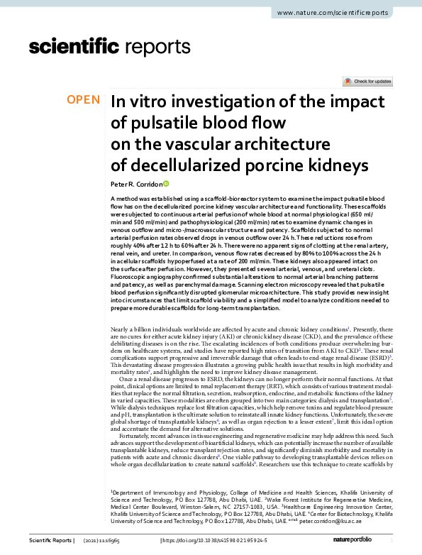 (PDF) In vitro investigation of the impact of pulsatile blood flow on ...