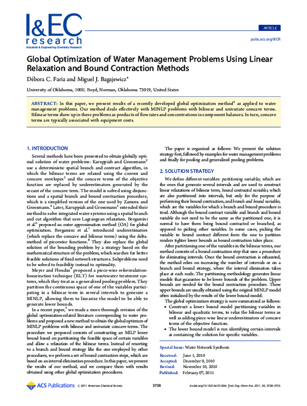 (PDF) Global Optimization of Water Management Problems Using Linear Relaxation and Bound ...