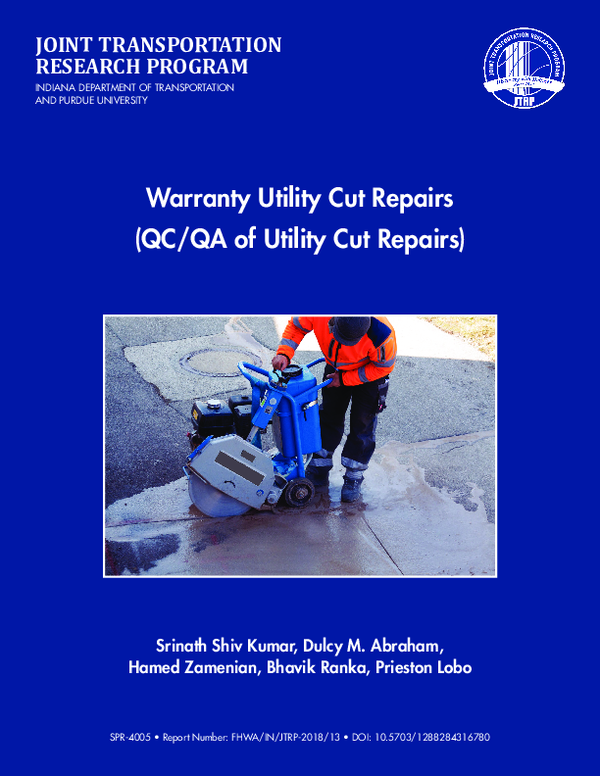 (PDF) Warranty Utility Cut Repairs (QC/QA of Utility Cut Repairs)