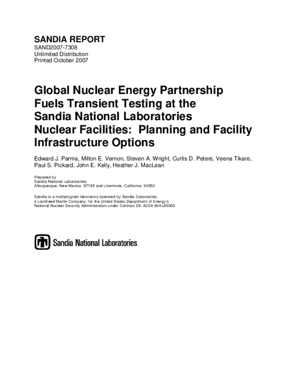 (PDF) Global nuclear energy partnership fuels transient testing at the ...