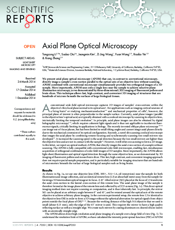 (PDF) Axial plane optical microscopy