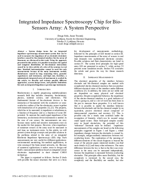 (PDF) Integrated impedance spectroscopy chip for bio-sensors array: A ...