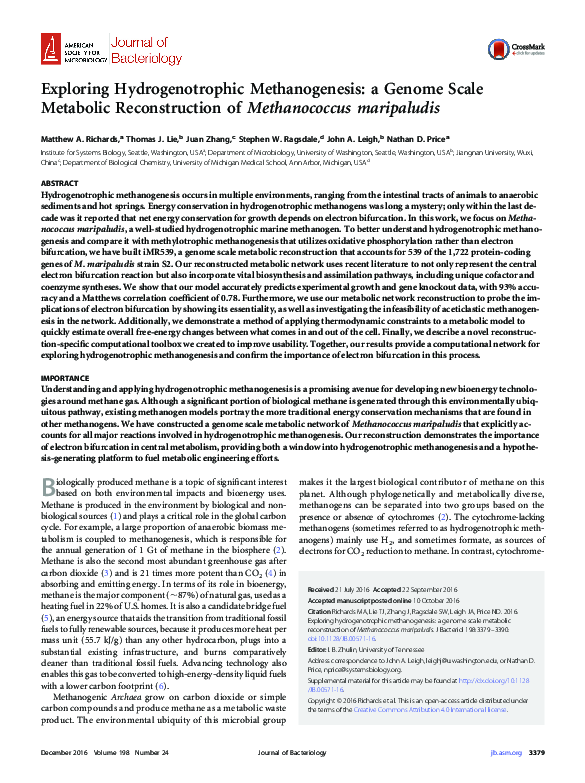(PDF) Exploring Hydrogenotrophic Methanogenesis: A Genome Scale ...
