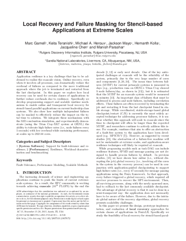 (PDF) Local recovery and failure masking for stencil-based applications ...