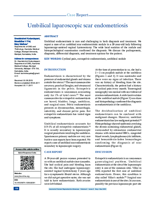 (PDF) Umbilical laparoscopic scar endometriosis