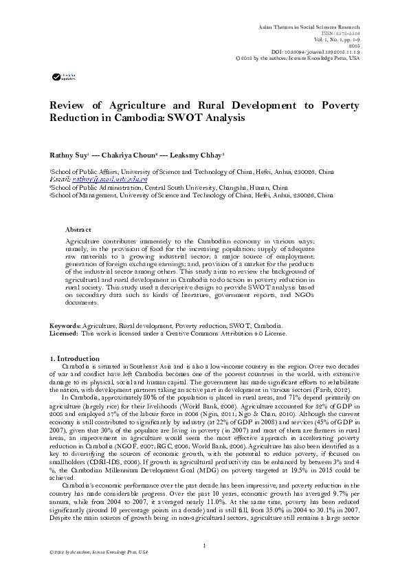 (PDF) Review of Agriculture and Rural Development to Poverty Reduction ...