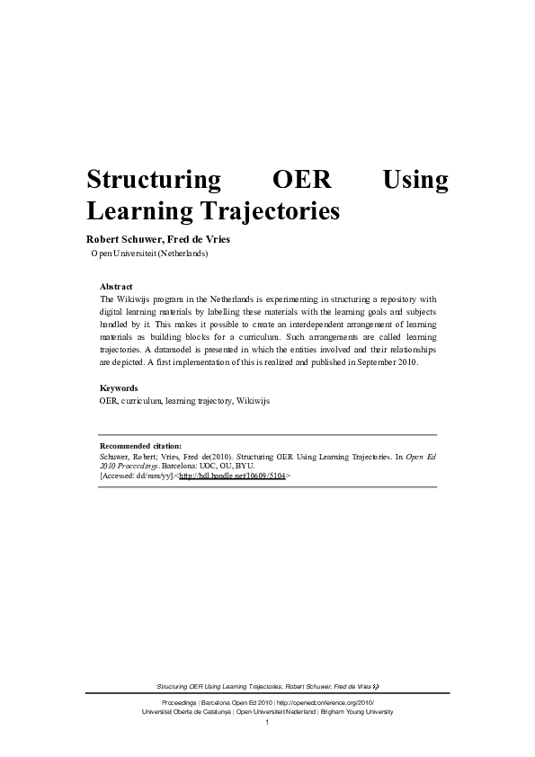 (PDF) Structuring OER Using Learning Trajectories