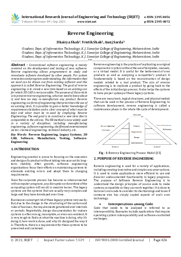 (PDF) IRJET- Reverse Engineering