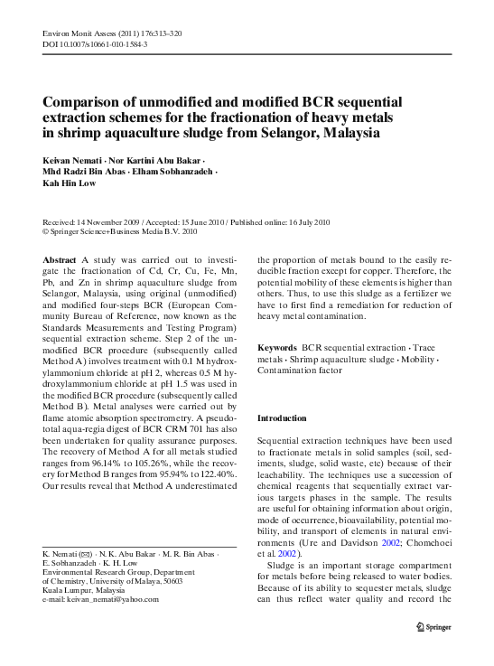 (PDF) Comparison of unmodified and modified BCR sequential extraction schemes for the ...