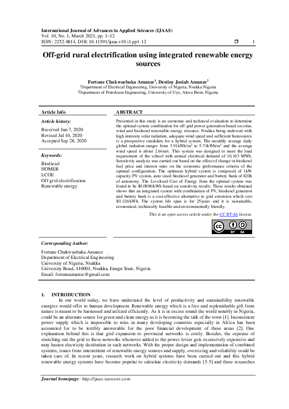 (PDF) Off-grid rural electrification using integrated renewable energy ...