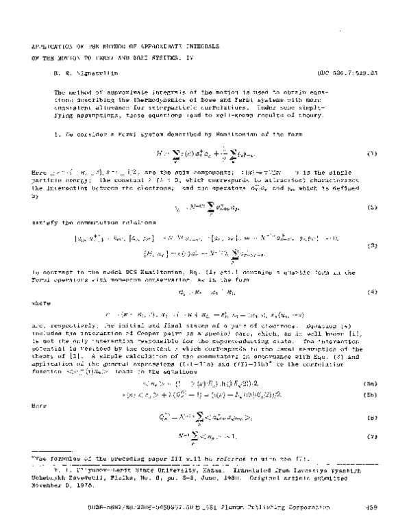 (PDF) Application of the method of approximate integrals of the motion ...