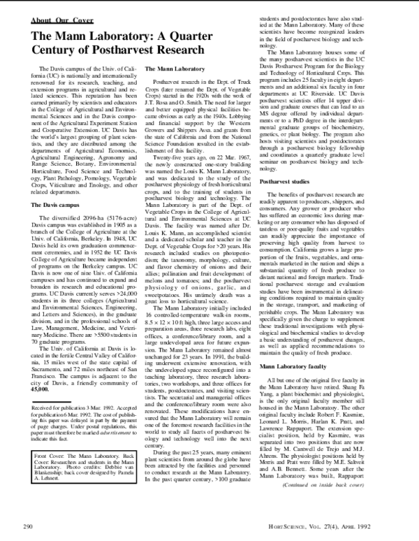 (PDF) Mann Lab's 25 Years in Postharvest Research