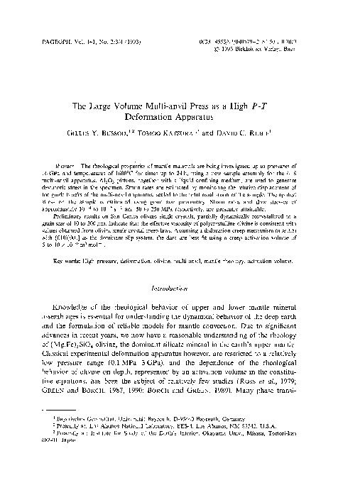 (PDF) The large volume multi-anvil press as a highP-T deformation apparatus