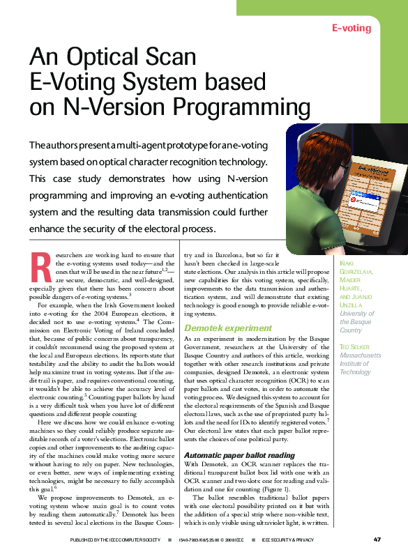 (PDF) An Optical Scan E-Voting System based on N-Version Programming