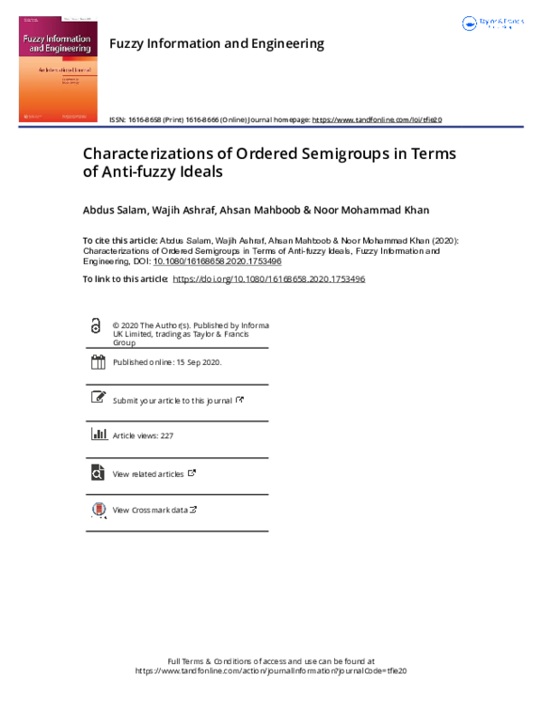 (PDF) Characterizations of Ordered Semigroups in Terms of Anti-fuzzy Ideals