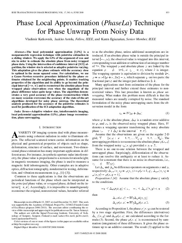 (PDF) Phase Local Approximation ( PhaseLa ) Technique for Phase Unwrap ...
