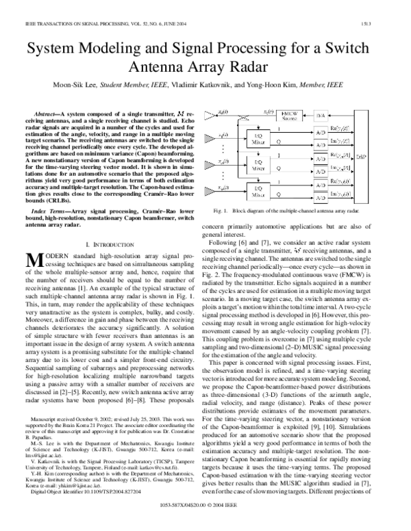 (PDF) System Modeling and Signal Processing for a Switch Antenna Array ...