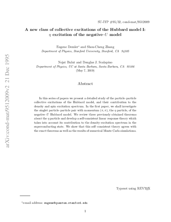 (PDF) A new class of collective excitations of the Hubbard model: η ...