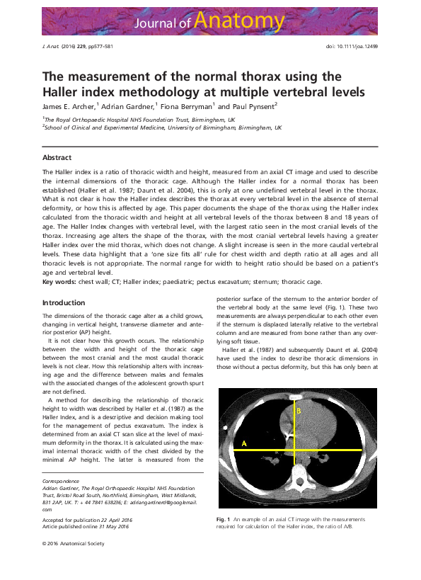 (PDF) The measurement of the normal thorax using the Haller index ...