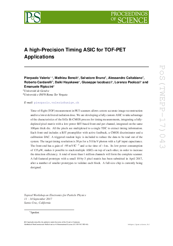 (PDF) A high-Precision Timing ASIC for TOF-PET Applications