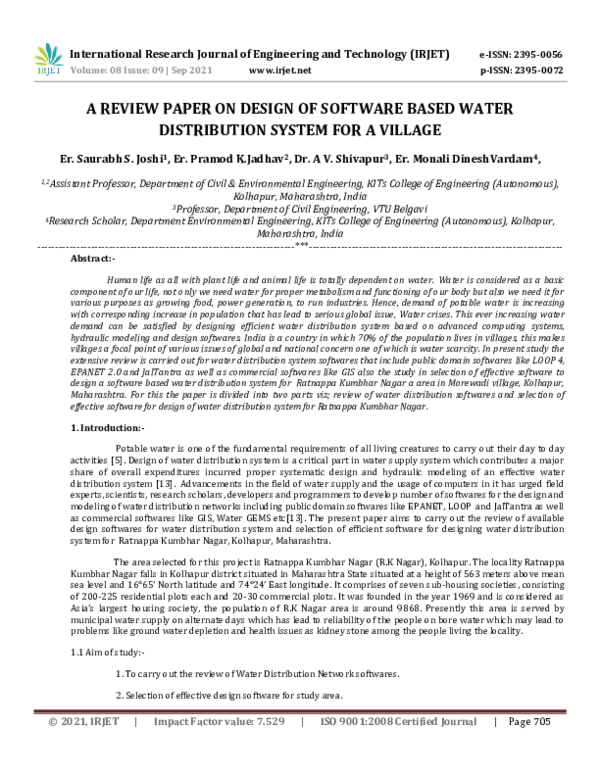 (PDF) IRJET- A REVIEW PAPER ON DESIGN OF SOFTWARE BASED WATER ...