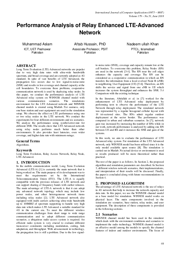 Pdf Performance Analysis Of Relay Enhanced Lte Advanced Network