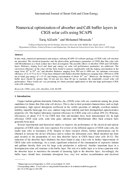 (PDF) Optimizing CIGS Solar Cells via SCAPS Analysis