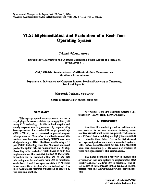 (PDF) VLSI implementation and evaluation of a real-time operating system