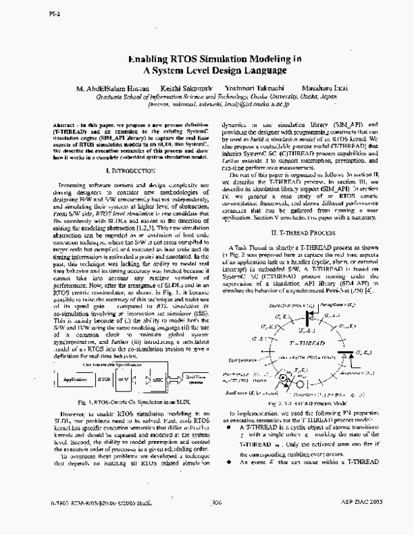 (PDF) Enabling RTOS simulation modeling in a system level design language