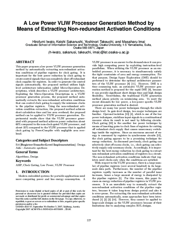 (PDF) A low power VLIW processor generation method by means of extracting non-redundant ...