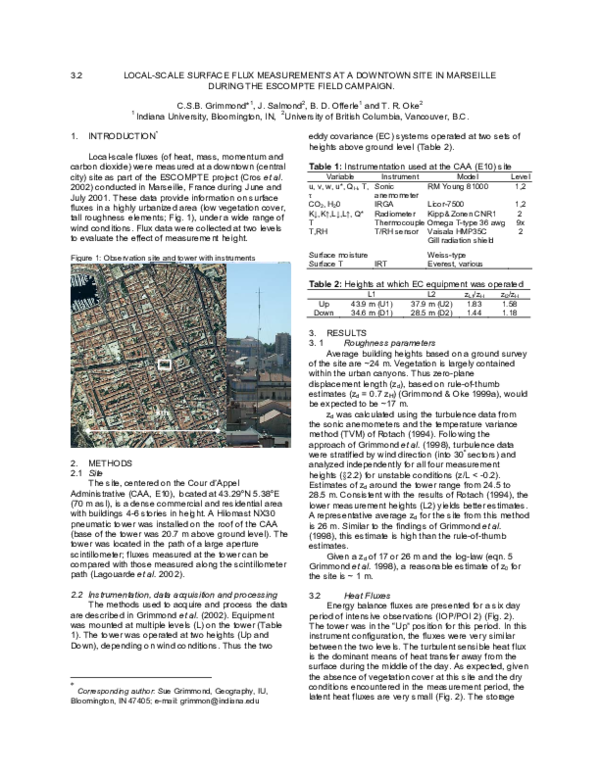 (PDF) 3.2 Local-Scale Surface Flux Measurements at a Downtown Site in ...