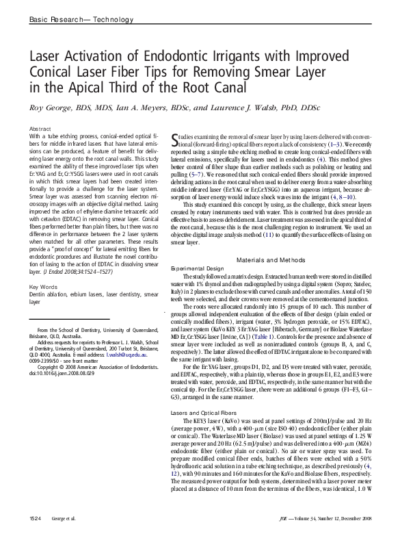 (PDF) Laser activation of endodontic irrigants with improved conical ...