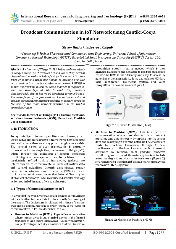 (PDF) IRJET- Broadcast Communication in IoT Network using Contiki-Cooja ...