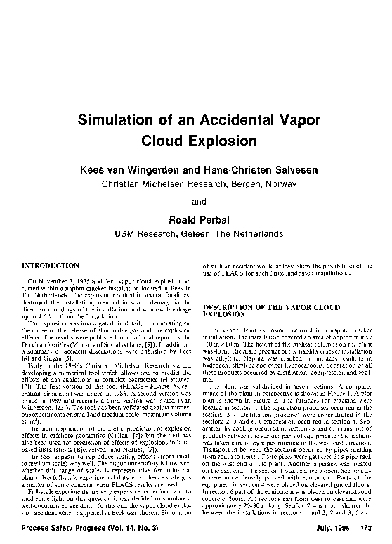(PDF) Simulation of an accidental vapor cloud explosion