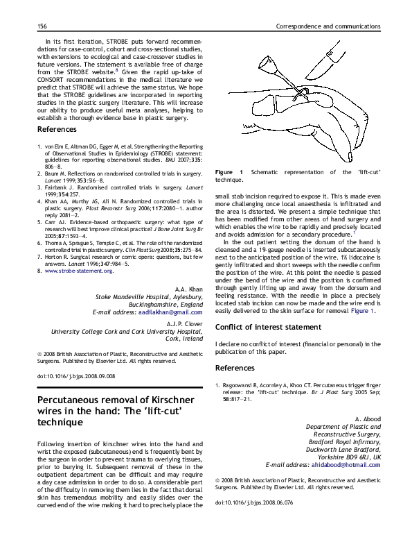 (PDF) Percutaneous removal of Kirschner wires in the hand: The ‘lift ...