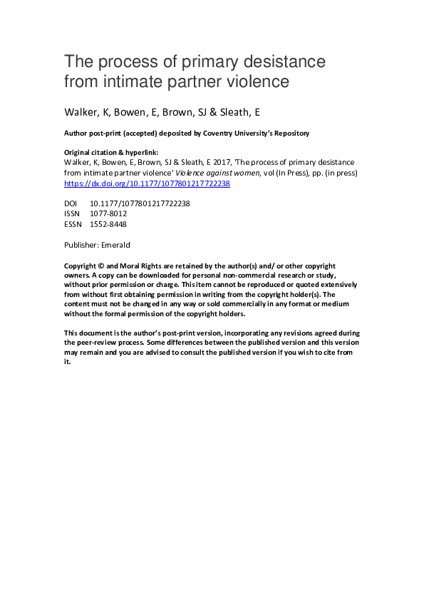 (PDF) Dynamics of Desistance from Intimate Partner Violence