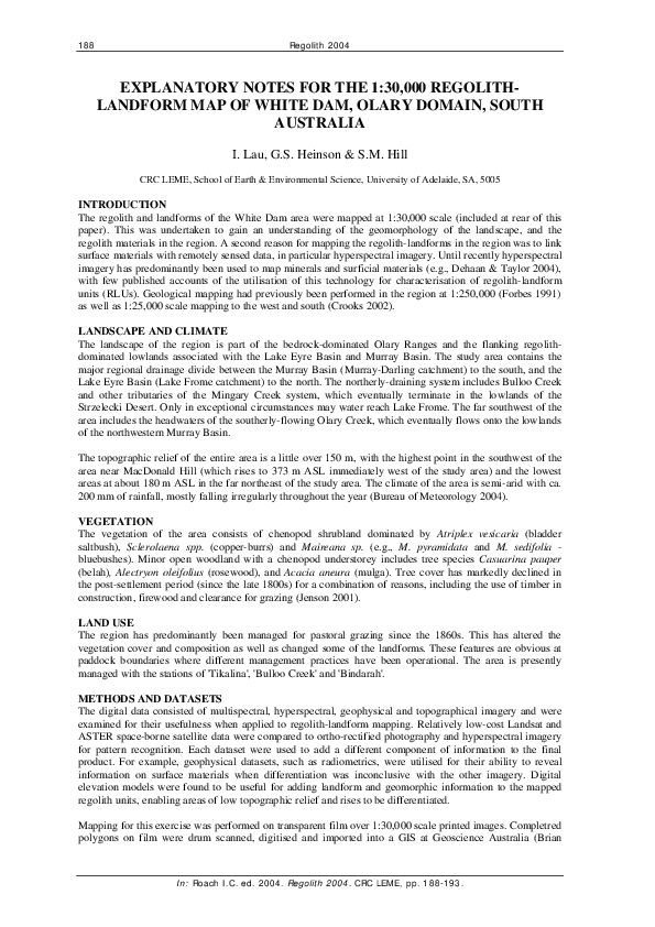 (PDF) Explanatory notes for the 1: 30,000 regolith-landform map of ...
