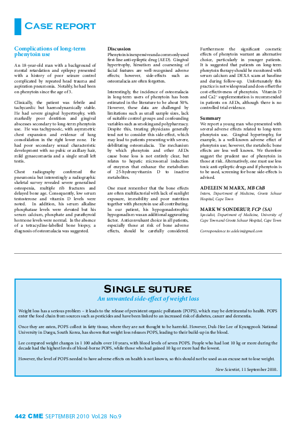 (PDF) Complications of long-term phenytoin use