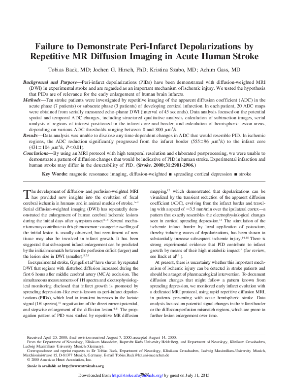 (PDF) Failure to Demonstrate Peri-Infarct Depolarizations by Repetitive ...