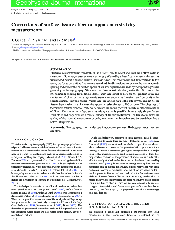 (PDF) Corrections of surface fissure effect on apparent resistivity ...