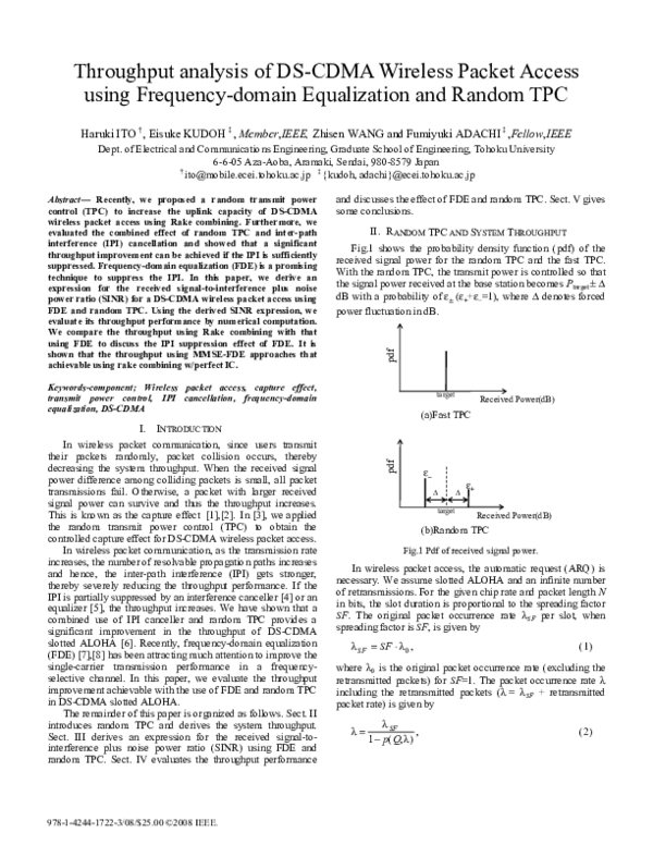 (PDF) Throughput Analysis of DS-CDMA Wireless Packet Access using Frequency-Domain Equalization ...